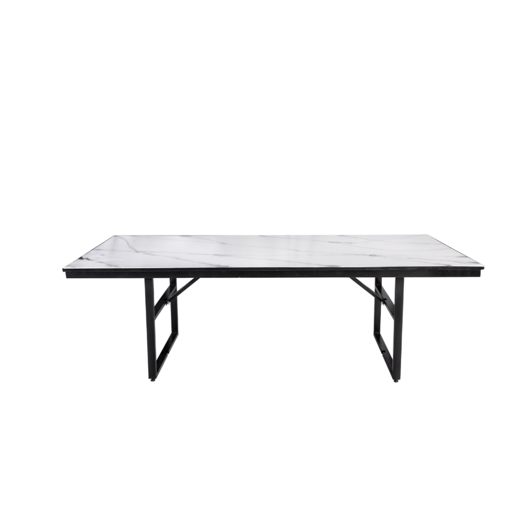 Mesa Rectangular Tapa Mármol Blanco con Base de Acero (10-12 Pax ...