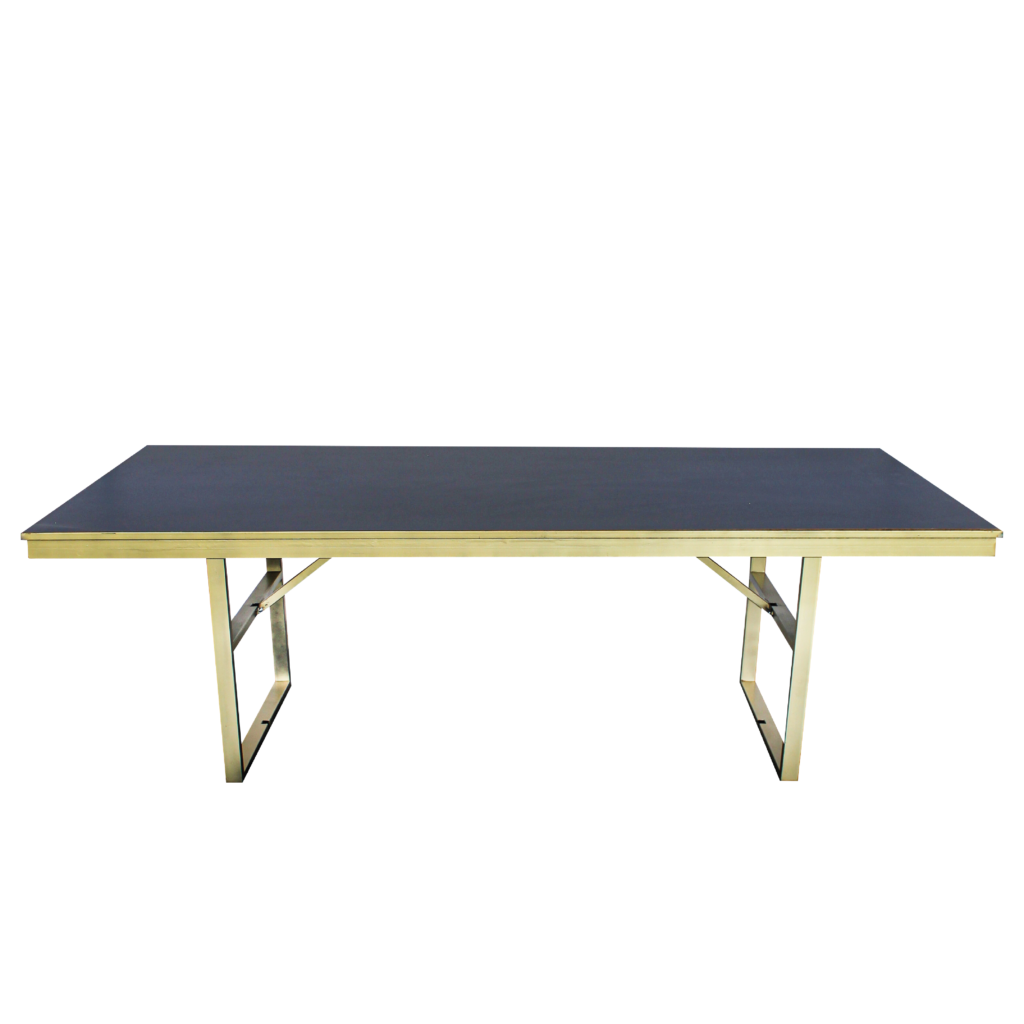 Mesa Rectangular Tapa Azul con Base Dorada (10-12 Pax) - Eventos 99
